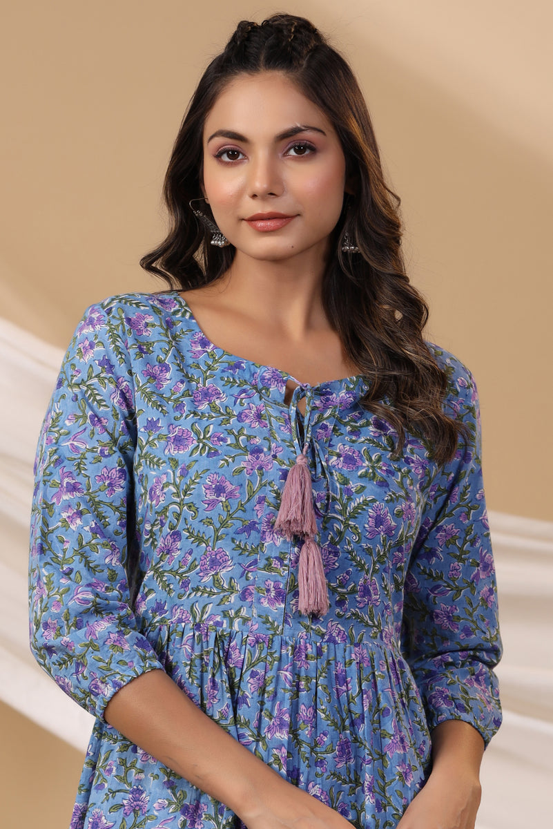 Cyan Blue Tier Dress – Shuddhistore